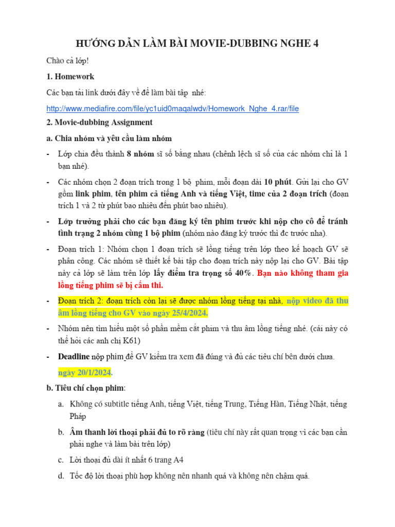 Huong Dan Lam Bai Movie Dubbing Nghe 4 | PDF