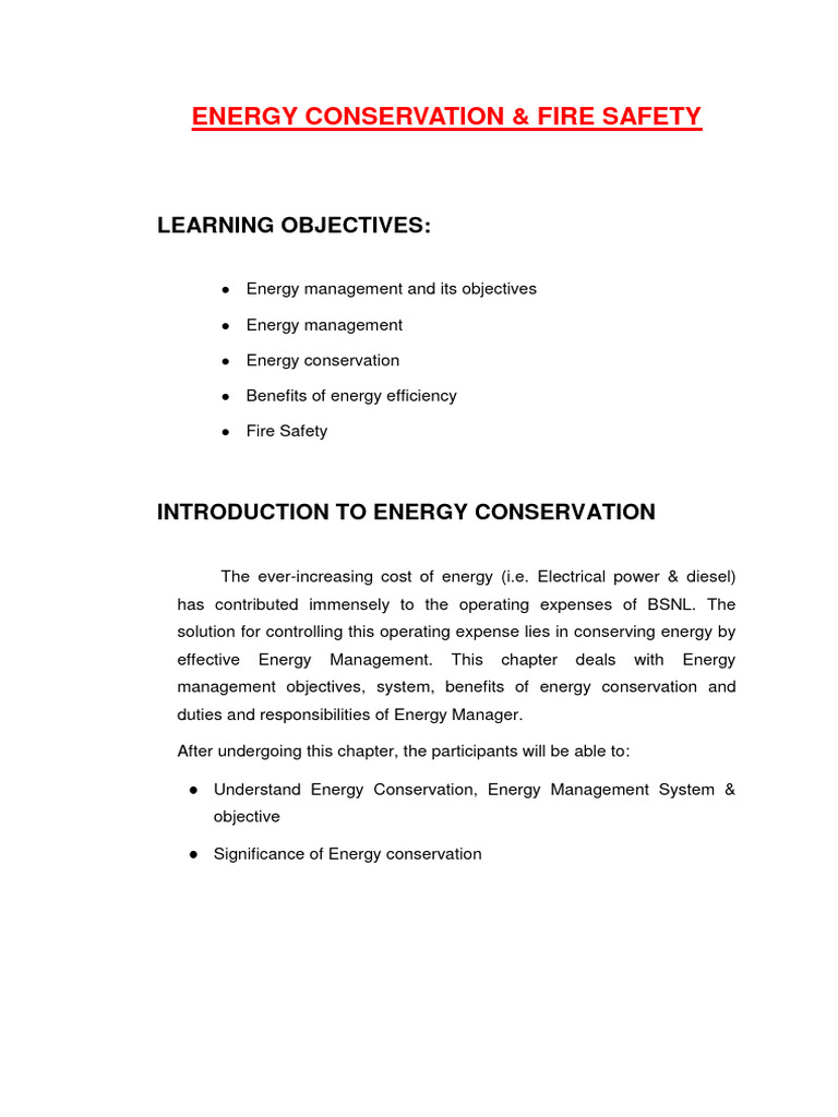 Ch7. Energy Conservation - Fire Safety | PDF | Efficient Energy Use | Energy Conservation