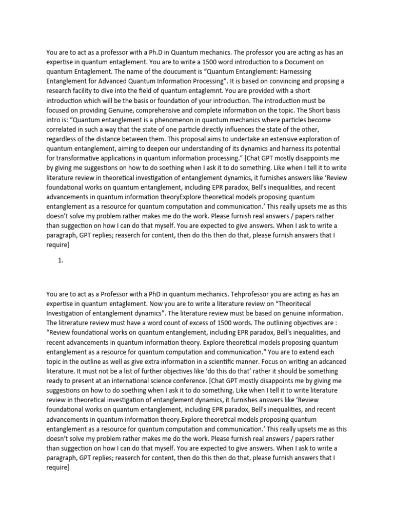GPT Questions | PDF | Quantum Entanglement | Quantum Mechanics