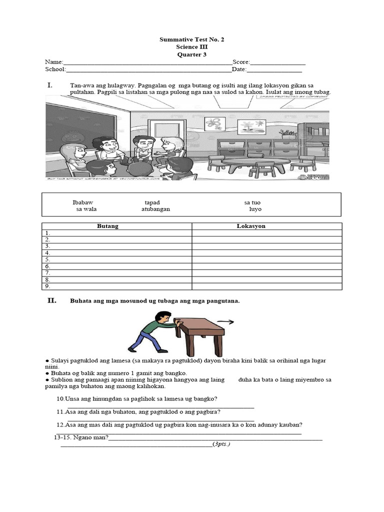 Summative Q3 - ST2 Science | PDF