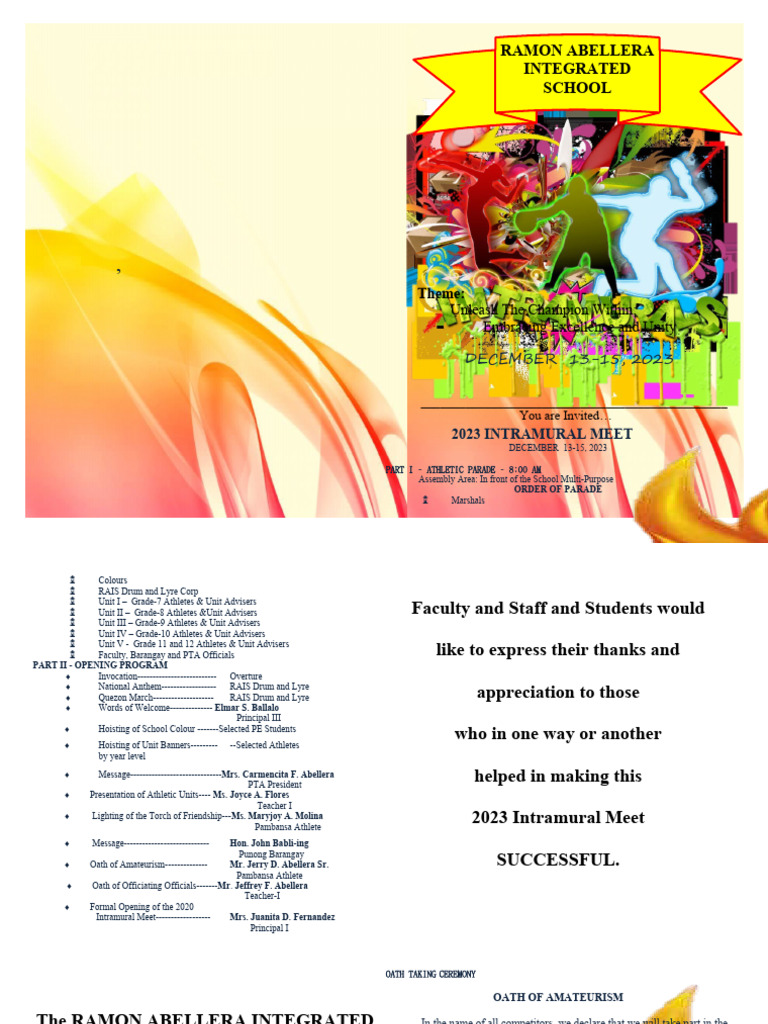 Program Invitation - RAIS Intramurals Meet 2023 | PDF | Sports