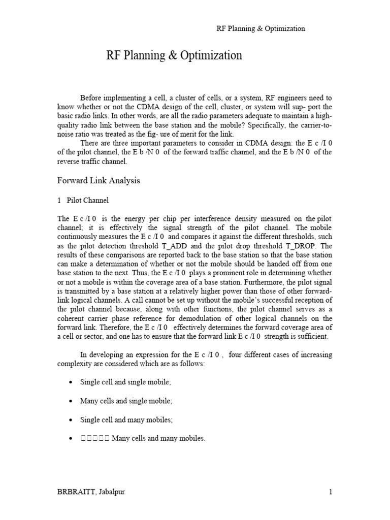 10.RF Planning and Optimization in CDMA Network | PDF | Radio ...