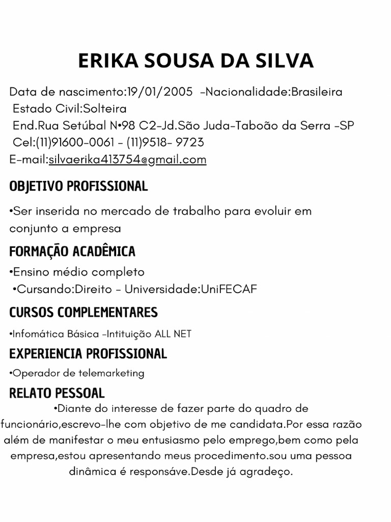 Curriculo Erika | PDF