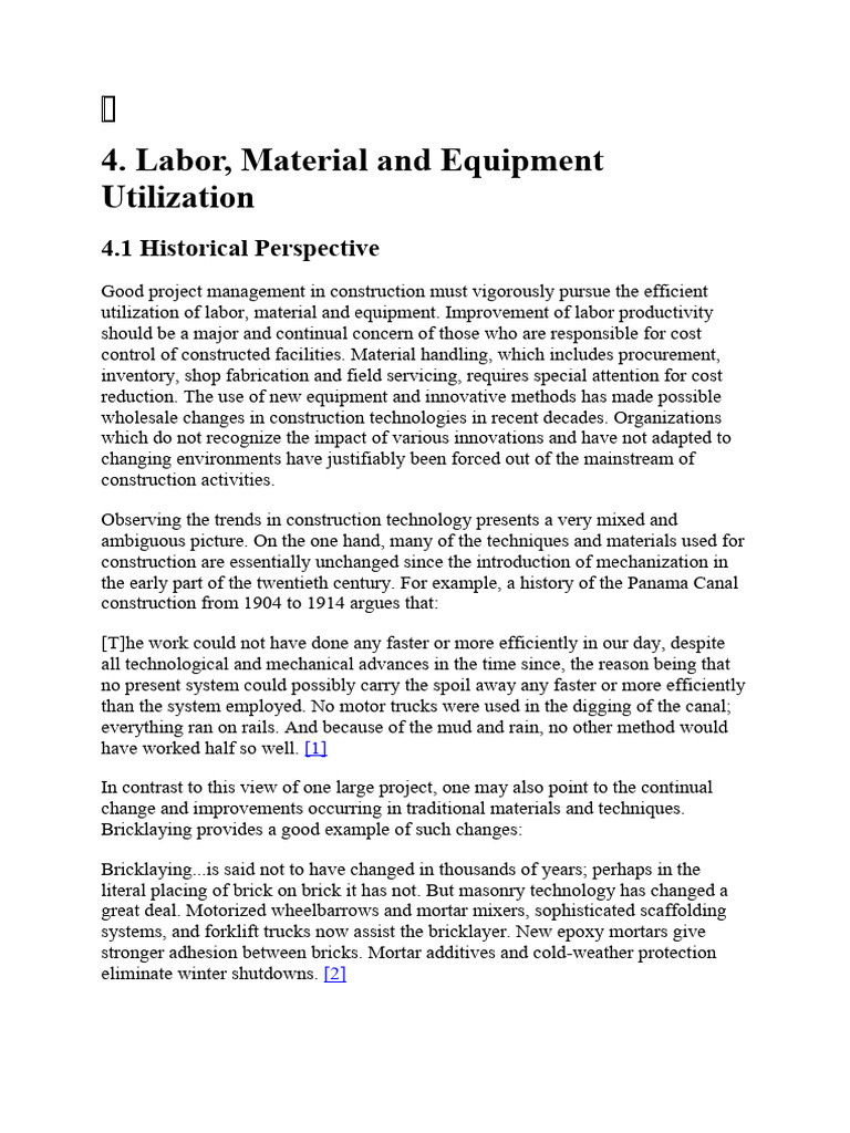 Labor, Material and Equipment Utilization | PDF | Employment | Trade Union