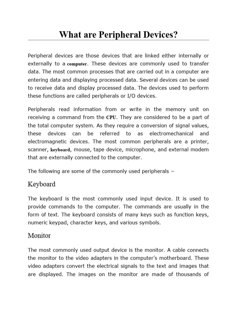 Understanding Peripheral Devices | PDF | Computers