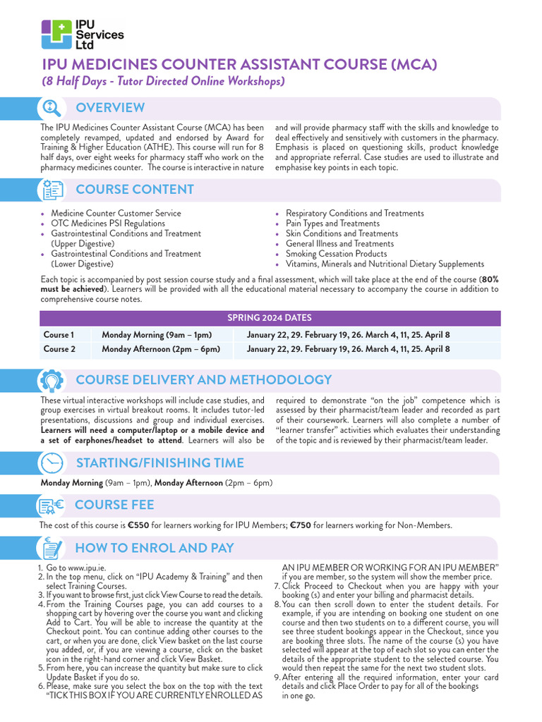 IPU Medicines Counter Assist MCA Information Spring 2024 | PDF | Health ...