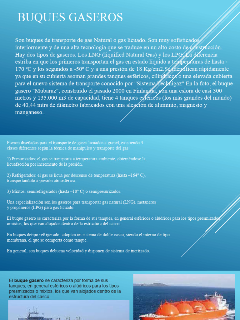 Buques gaseros | PDF | Gas natural licuado | Gas natural