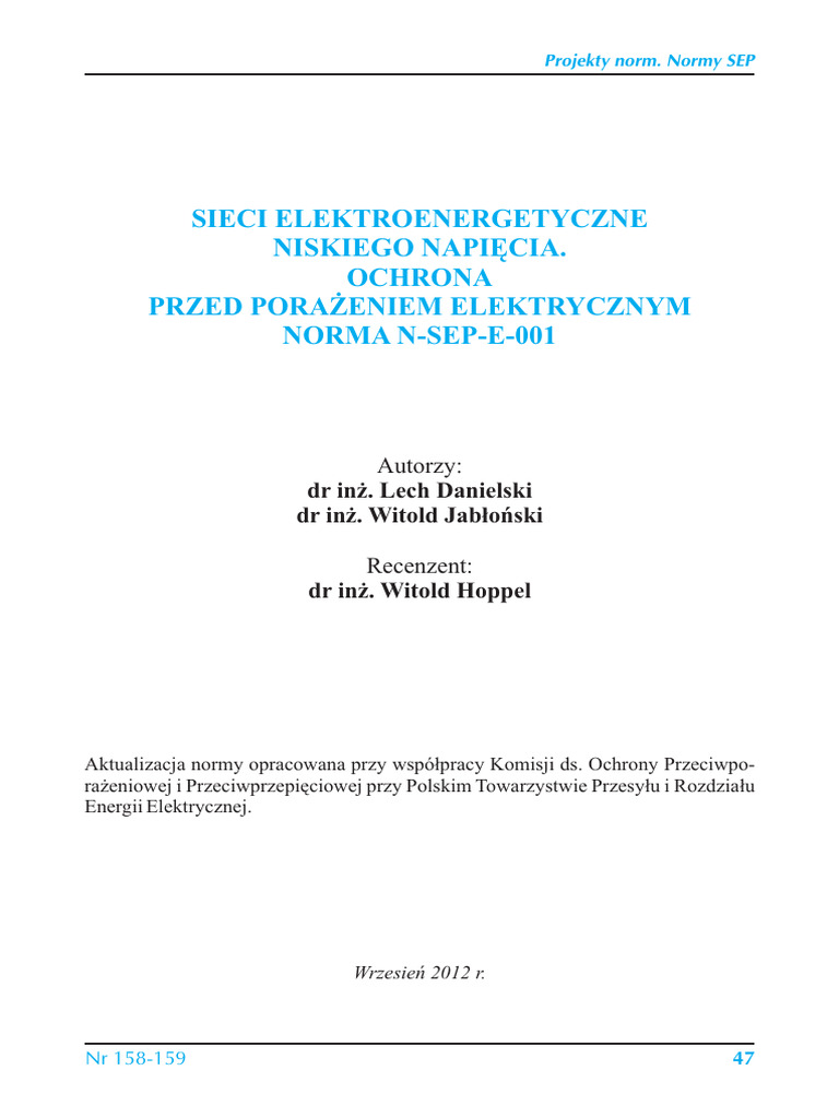 Projekt Normy N-SEP-E-001 Sieci 158 | PDF