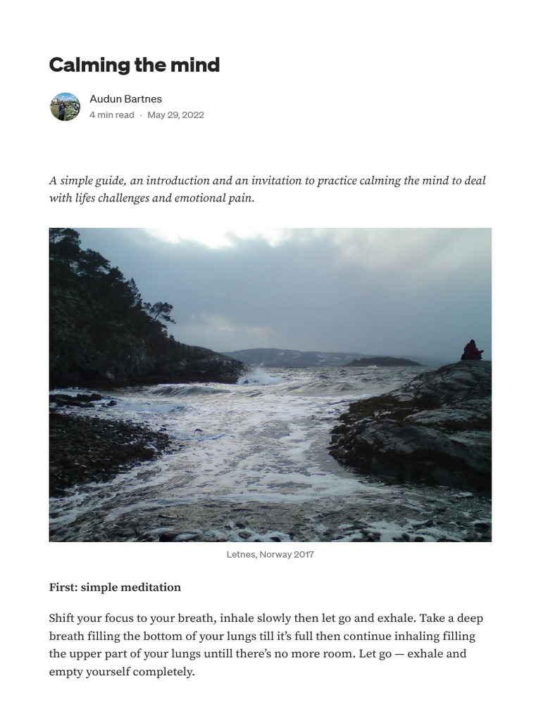 Calming The Mind | PDF | Breathing | Meditation