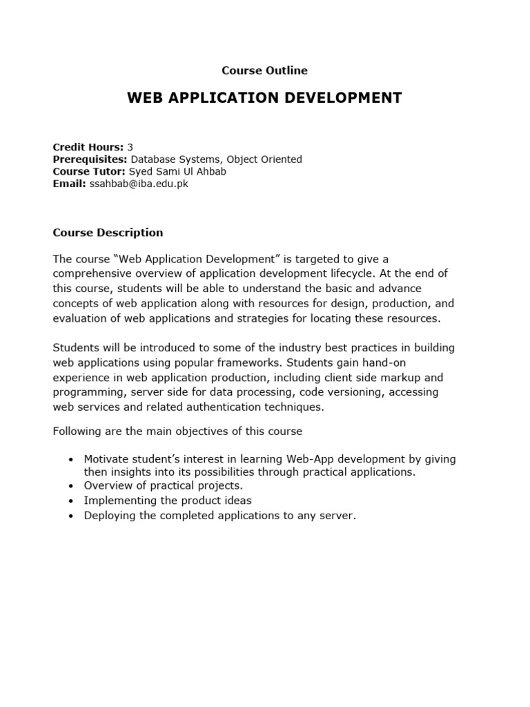 COURSE_OUTLINE | PDF | World Wide Web | Internet & Web