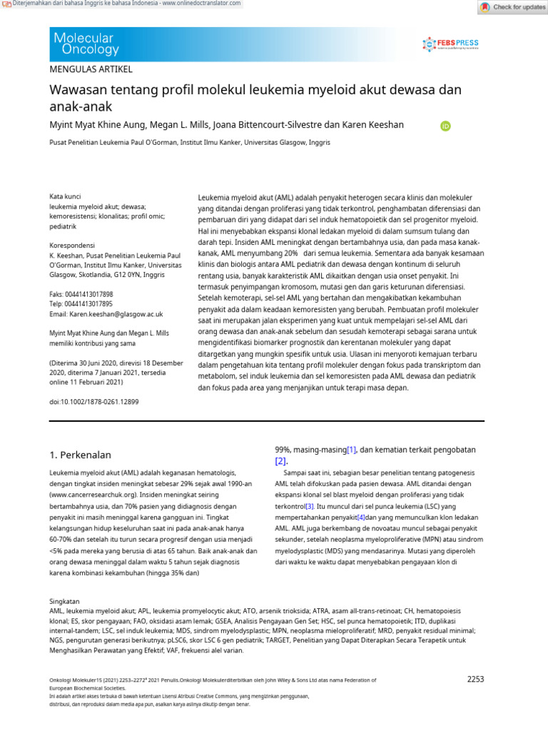 Molecular Oncology - 2021 - Aung - Insights Into The Molecular Profiles of Adult and Paediatric ...