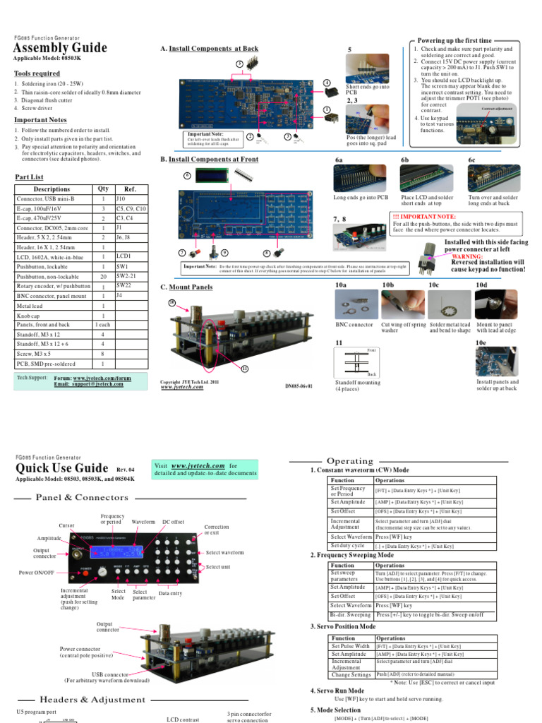 FG085 Function Generator Guide | PDF