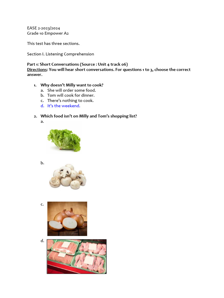 Draft Questions of Ease 2 For Grade X - Core | PDF | Steve Jobs | Food ...