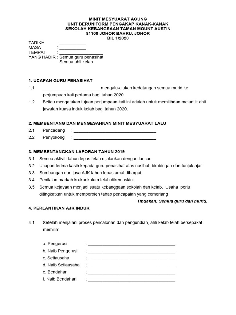 Minit Mesyuarat Agung Koko | PDF