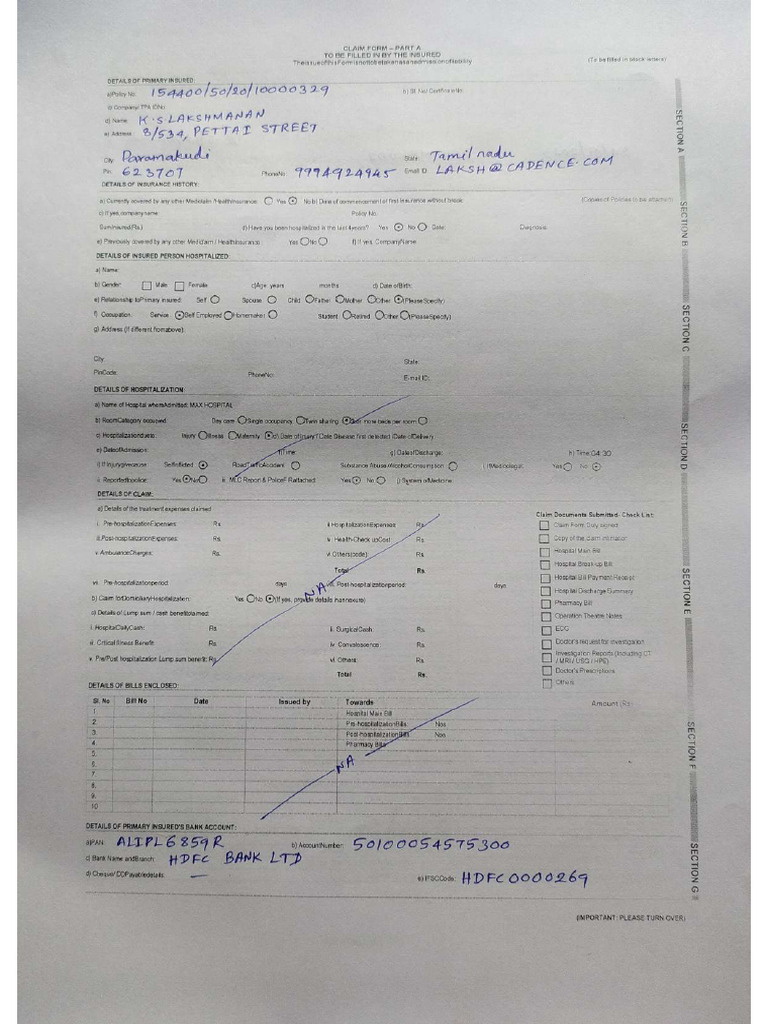Claim Form Part A | PDF
