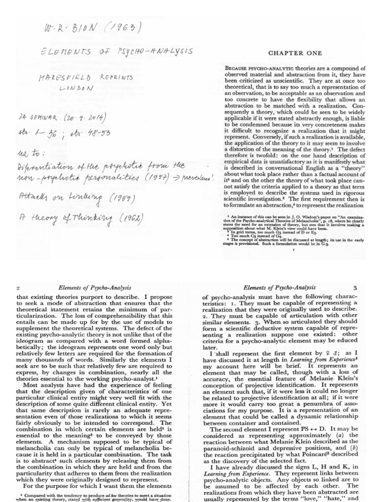 Elements of psycho-analysis | PDF