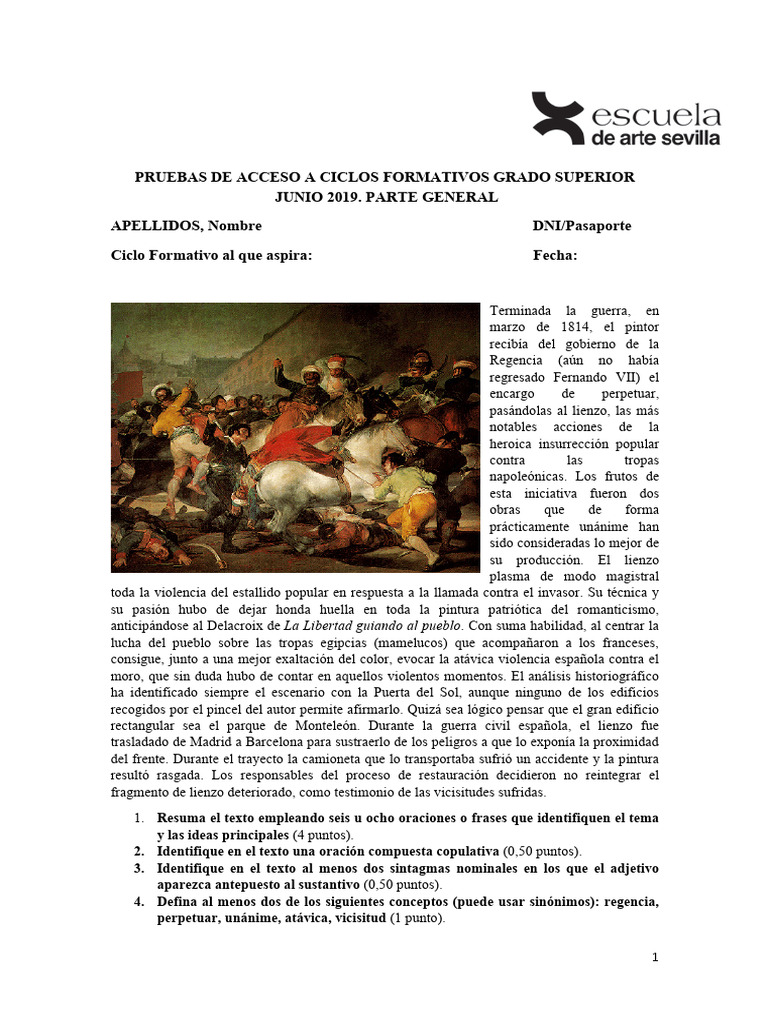 Examen Historia del Arte Goya 2019 | PDF