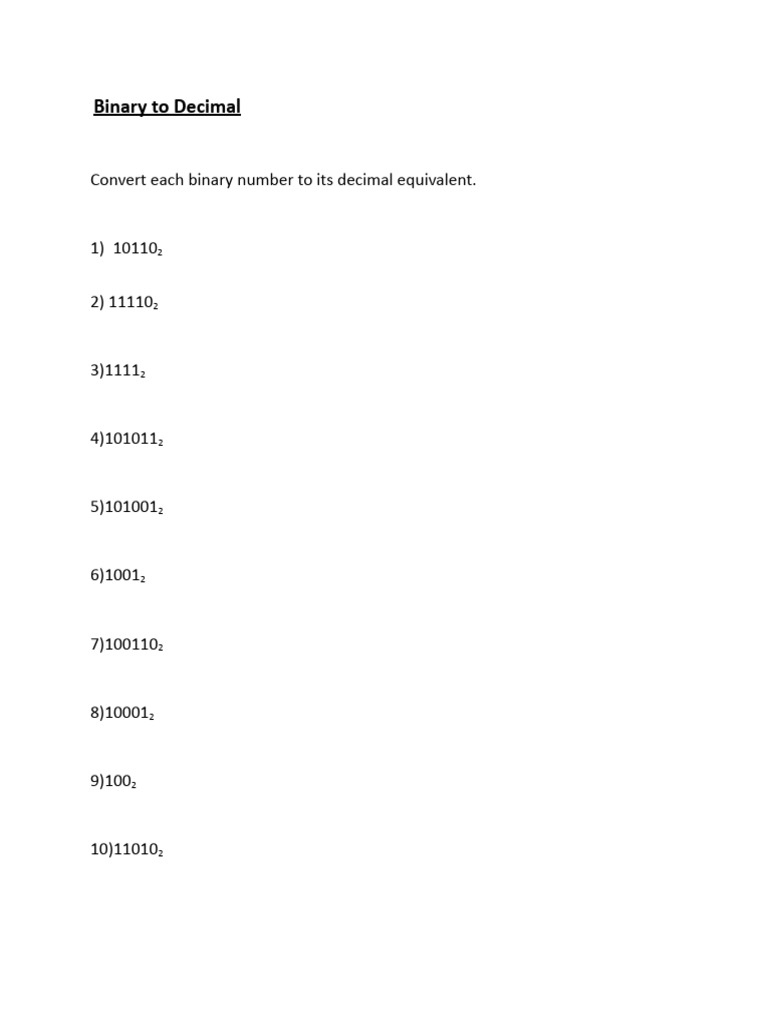 Binary To Decimal | PDF