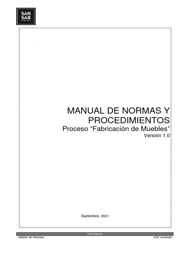 Plantillal - MANUAL DE PROCEDIMIENTOS | PDF | Carpintería | Logística