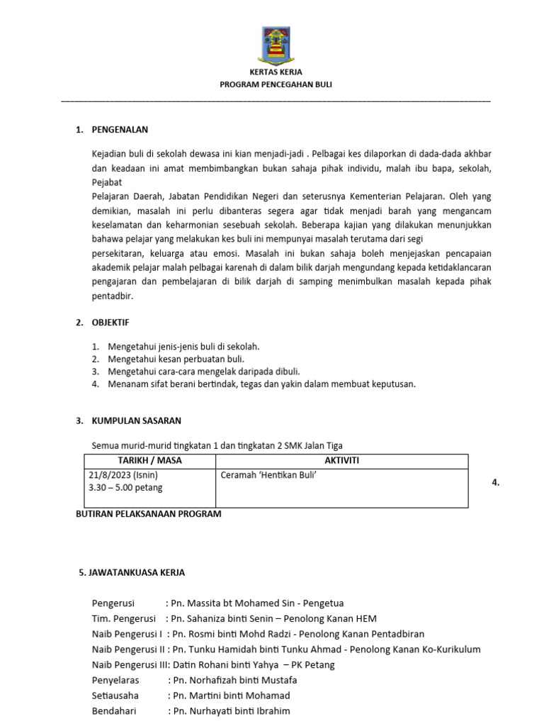 Kertas Kerja PROGRAM BULI | PDF
