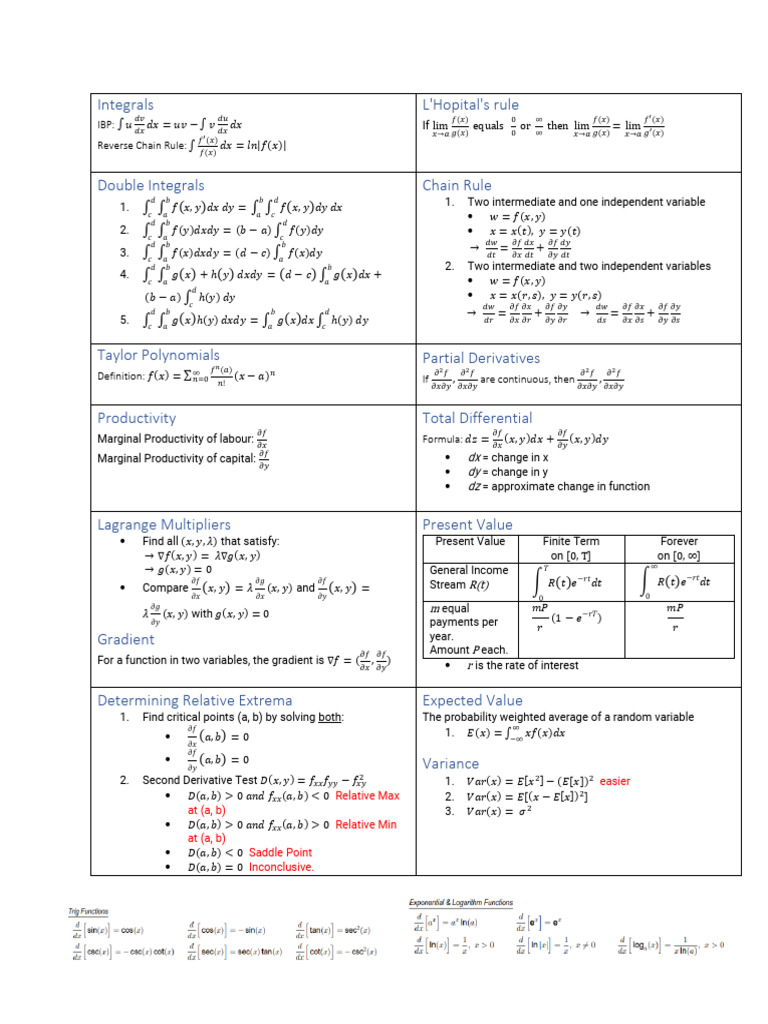 Math 156 Final Cheat Sheet | PDF | Normal Distribution | Probability Density Function