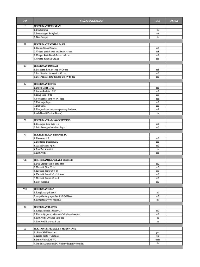 Perhitungan Volume Pekerjaan Konstruksi | PDF