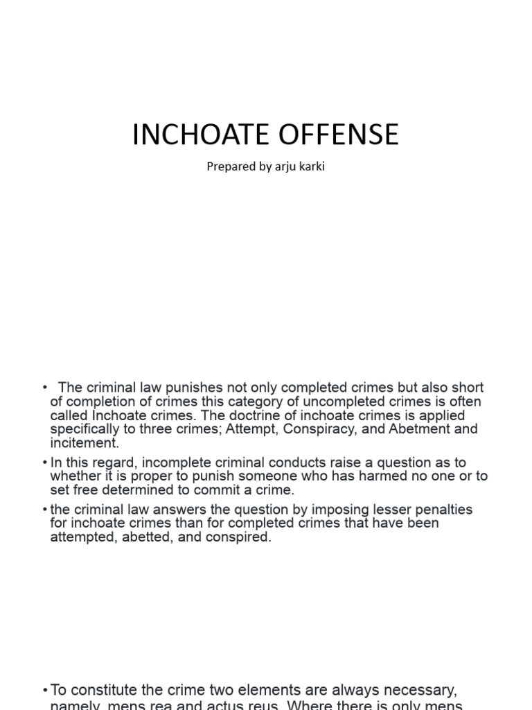 Inchoate Offense | Download Free PDF | Crimes | Crime & Violence