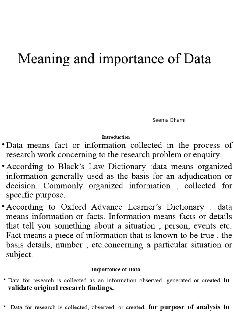 Meaning and Importance of Data | PDF | Data | Information