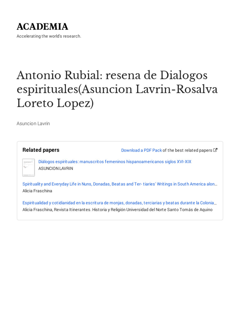 Asunción Lavrin y Rosalía Loreto, Diálogos Espirituales. Manuscritos ...