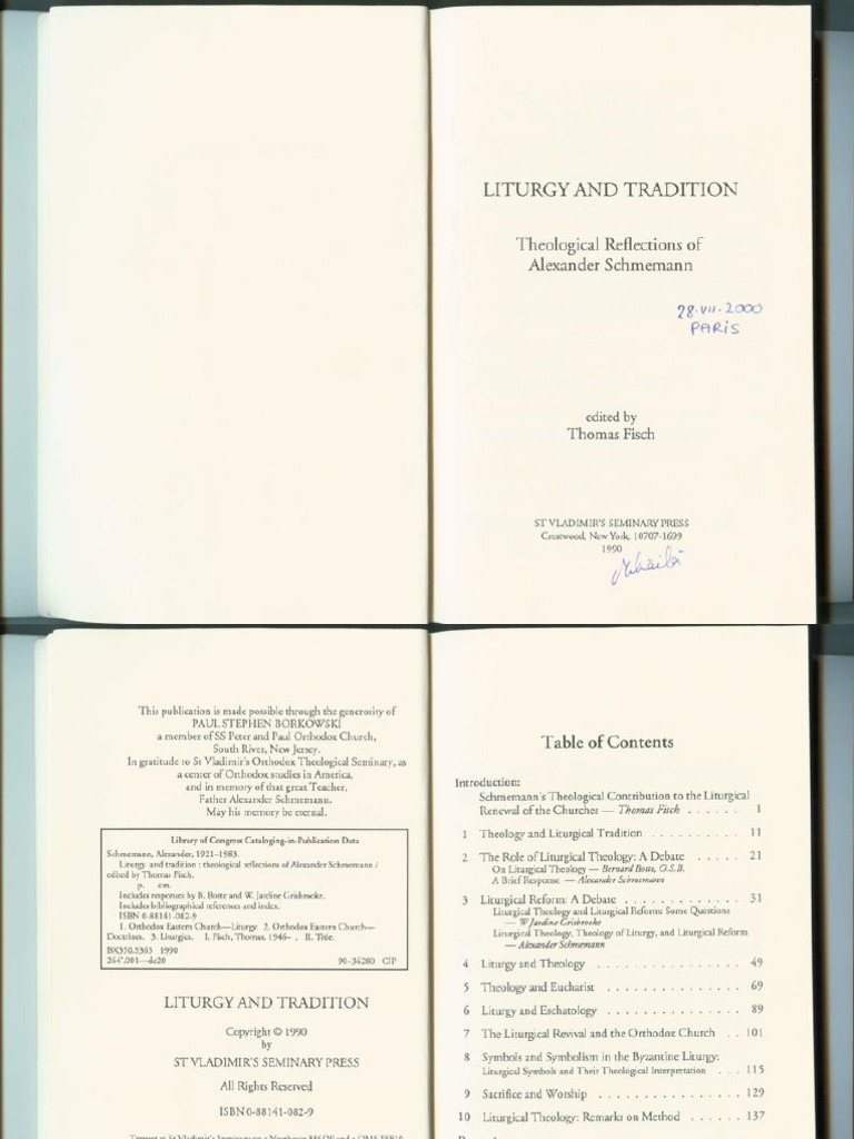 Alexander Schmemann Liturgy and Tradition PDF PDF Free | PDF