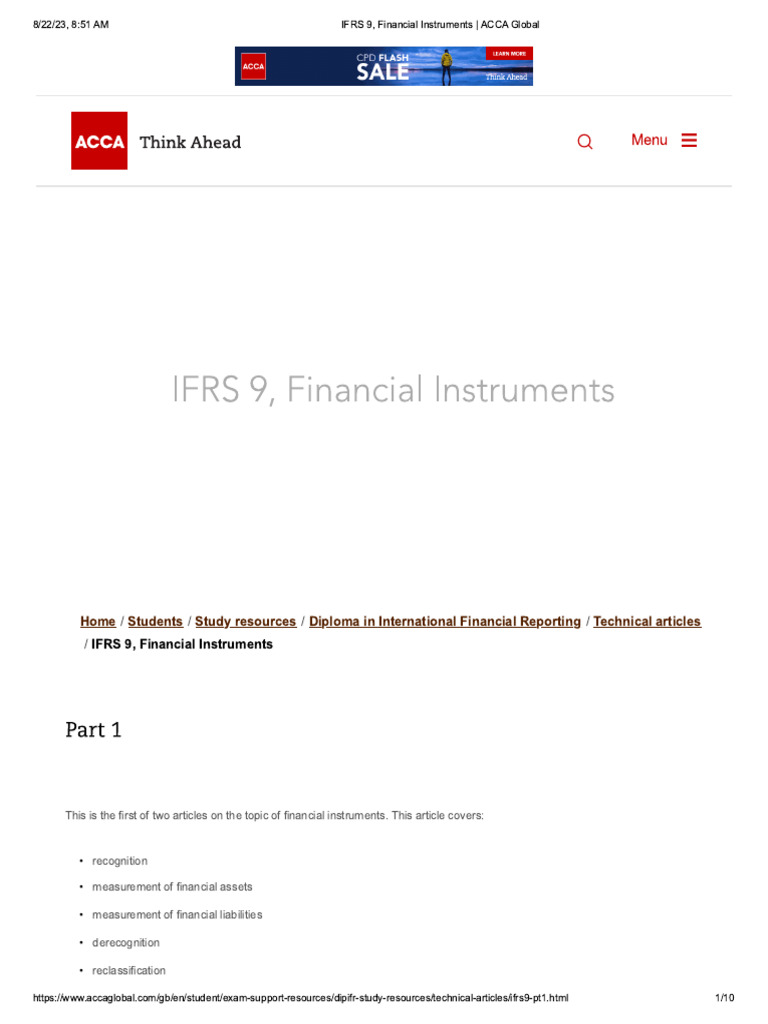 IFRS 9, Financial Instruments _ ACCA Global | PDF