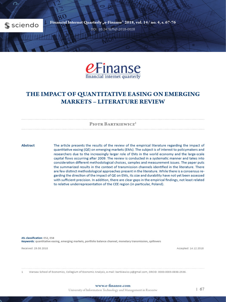 The Impact of Quantitative Easing On Emerging Markets Literature Review | PDF | Quantitative ...