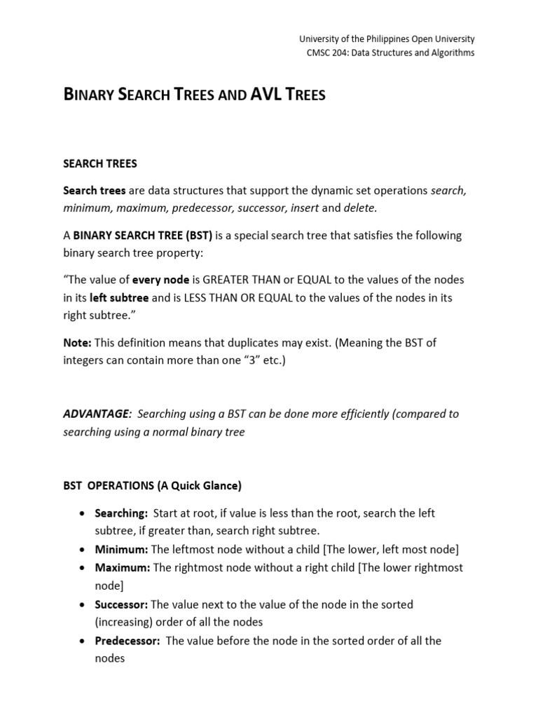 6 BSTs and AVL Trees | PDF | Algorithms And Data Structures | Computer ... 6 BSTs and AVL Trees | PDF | Algorithms And Data Structures | Computer ...
