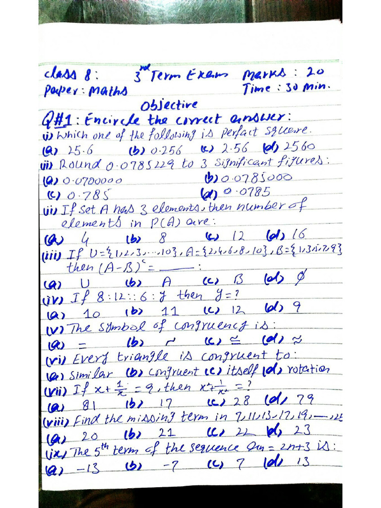 Class 8th Paper | PDF