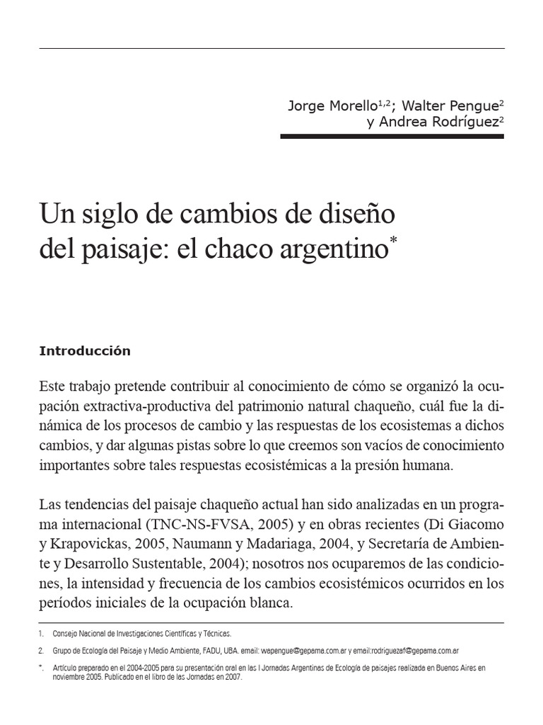 1 Siglo De Cambios De Paisaje En El Chaco PDF Pradera Los Bosques