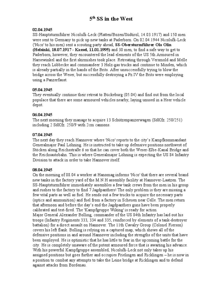 5th SS Wiking Division Combat On The Western Front | PDF | Regiment | Tanks