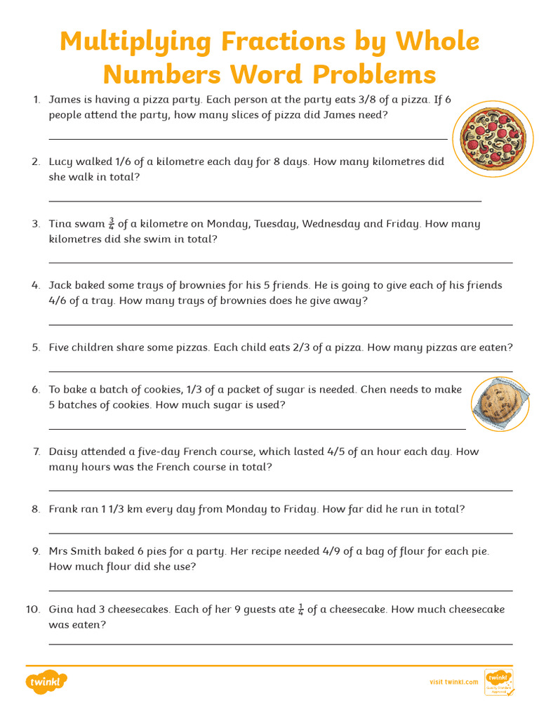 Multiplying Fractions Word Problems | PDF | North American Cuisine | Baking