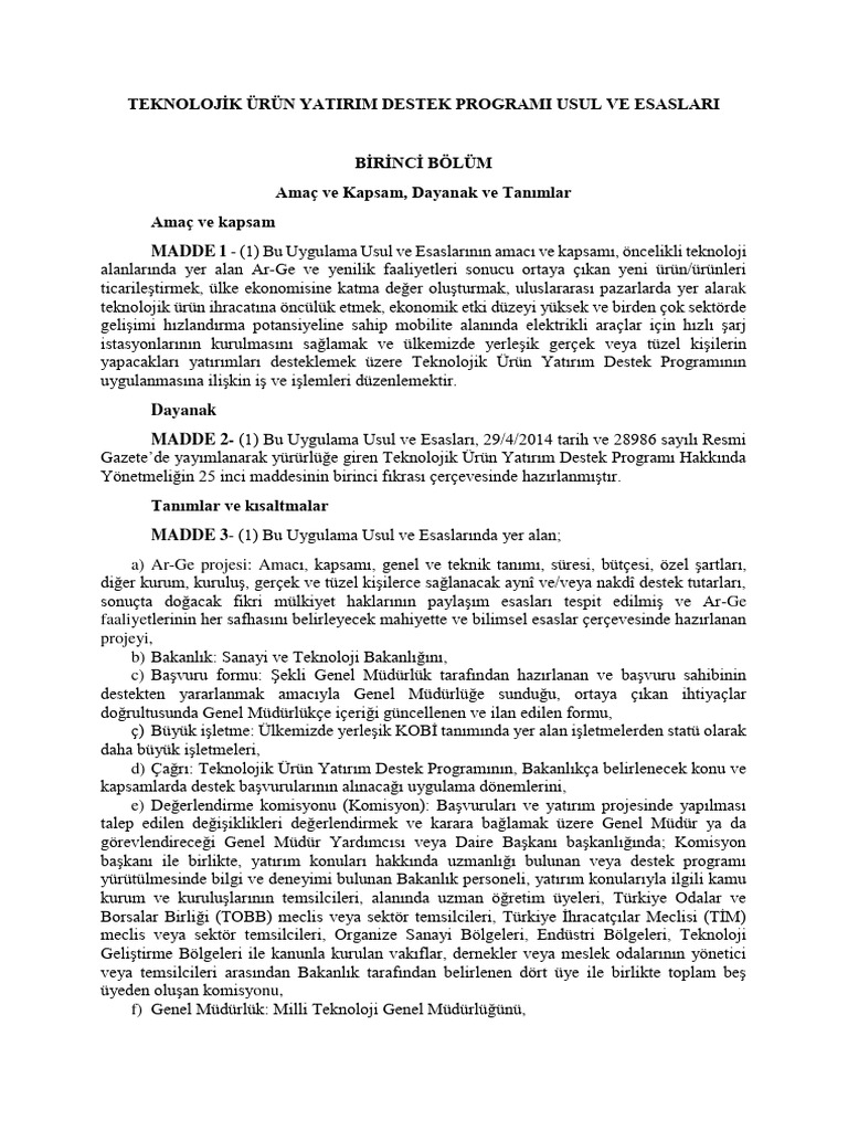 Teknoloji̇k Ürün Yatirim Destek Programi | PDF Teknoloji̇k Ürün Yatirim Destek Programi | PDF