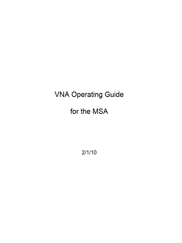 VNA Operating Guide For The MSA | PDF | Electrical Impedance ...