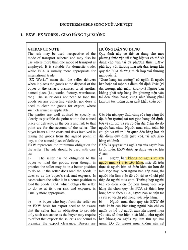Incoterms 2010 1 | PDF