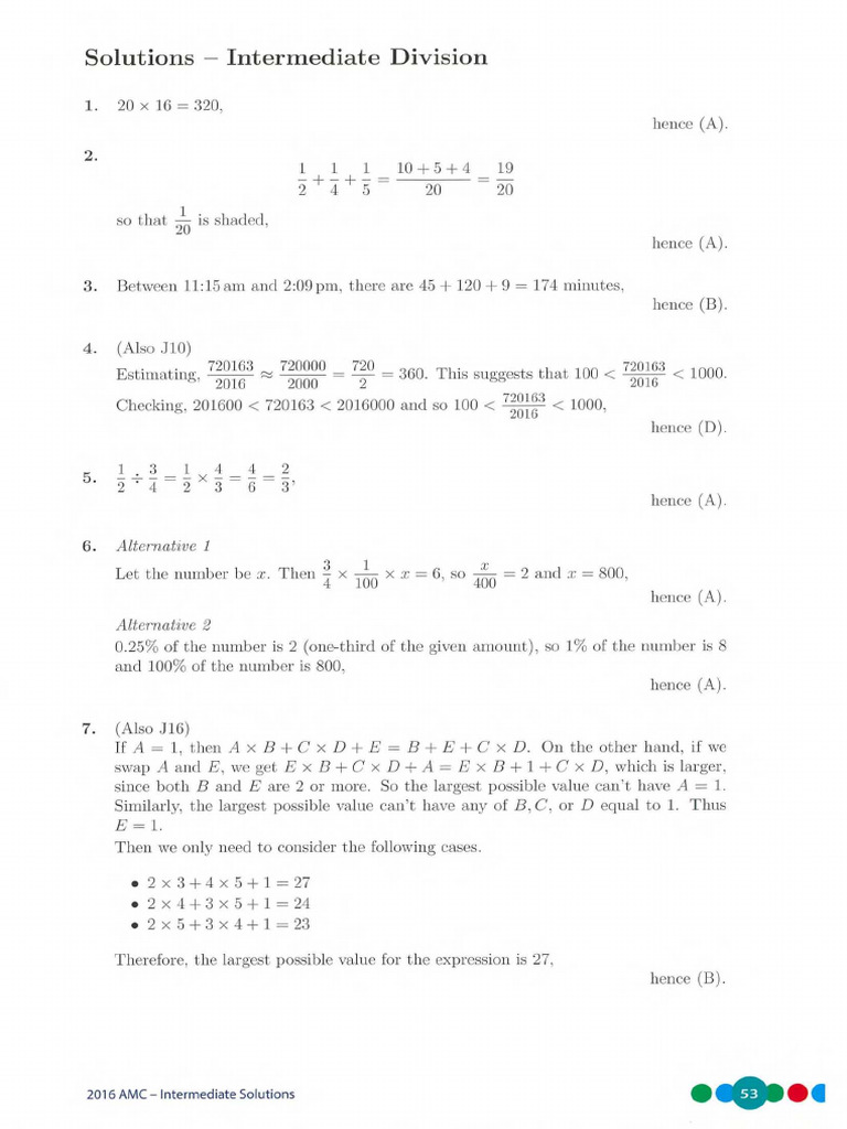 AMC 2016 Intermediate Soln | PDF | Polygon | Geometric Shapes