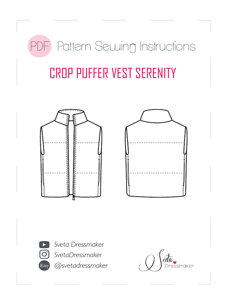Cropped Puffer Vest Sewing Guide | PDF | Clothing | Fashion