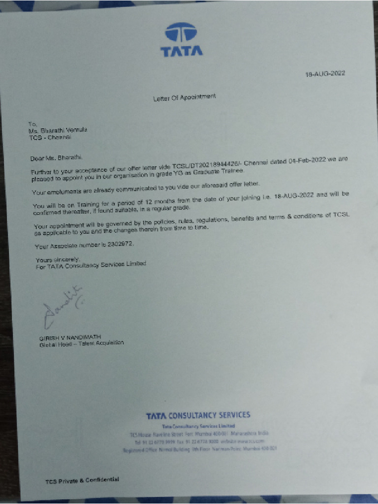 Joining Letter | PDF