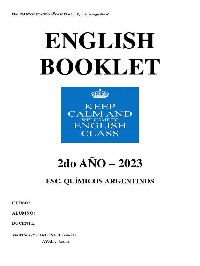 INGLÉS - 2do Año-Cuadernillo 2023 | PDF | Lingüística | Tipología Lingüística