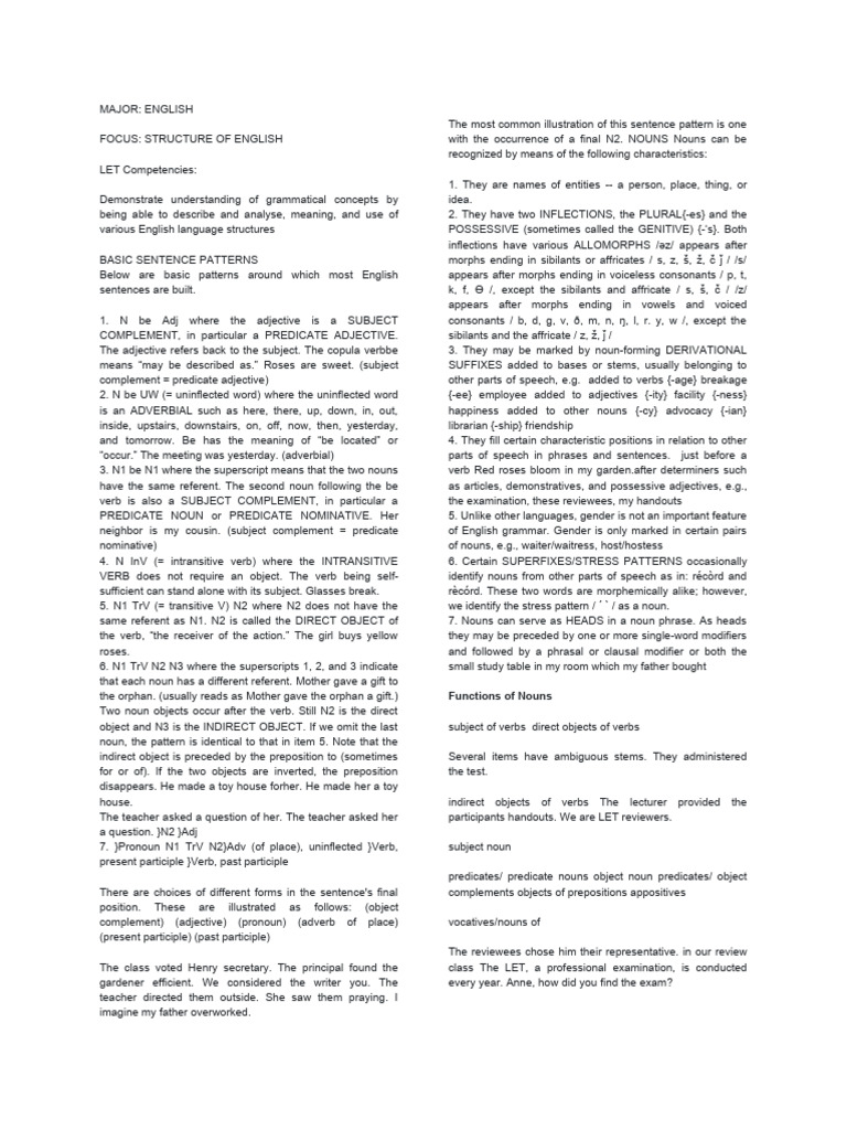 Let Specialization Reviewer - English | PDF | Verb | Grammatical Number