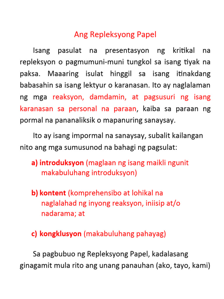 Pagsulat ng Repleksyong Papel-1 | PDF