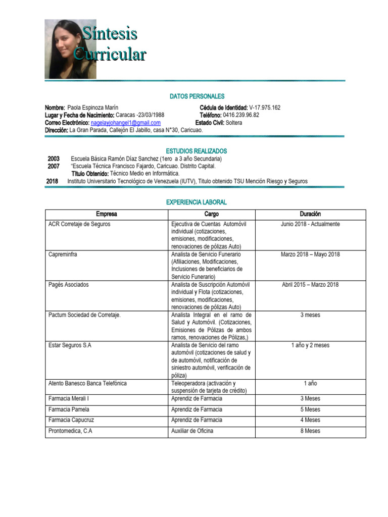 Curriculum Paola | PDF | Informática