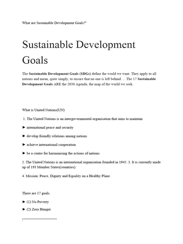 Sustainable Development Goals | PDF | Social Science