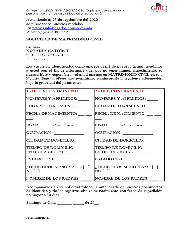 Solicitud de Matrimonio Civil | PDF | Instituciones sociales | Justicia