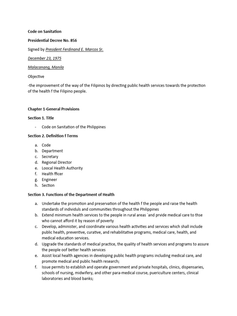 Code On Sanitation | PDF | Hand Washing | Drinking Water